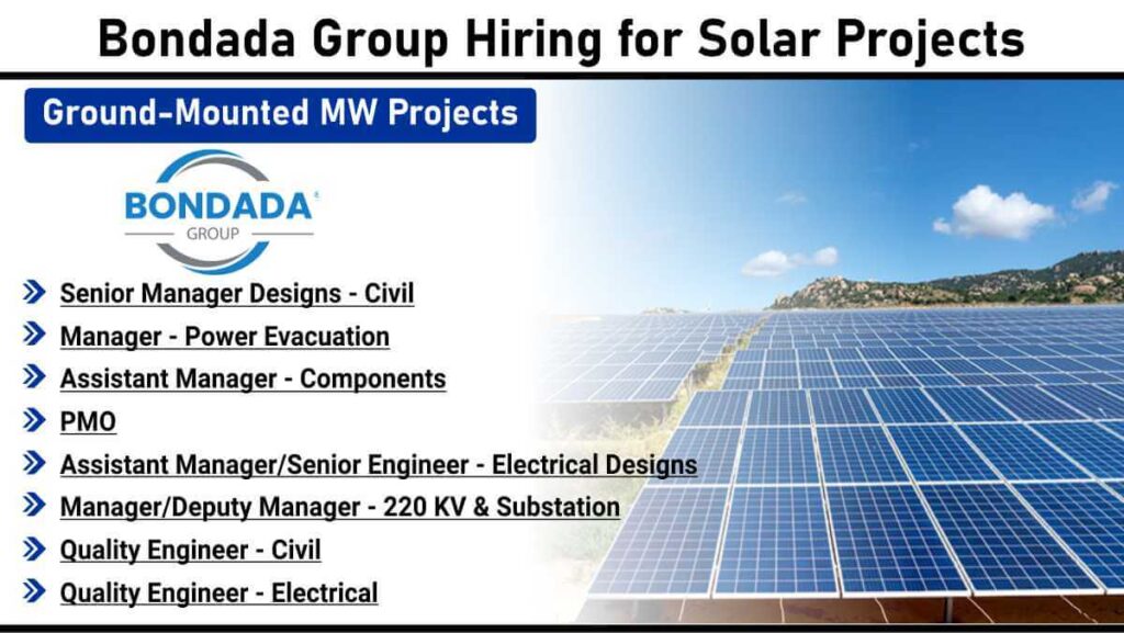 Bondada Group Hiring for Solar Projects | Apply Now | Ground-Mounted MW ...