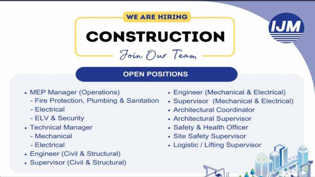 IJM Construction Hiring 2025 | Klang Valley & Johor Projects